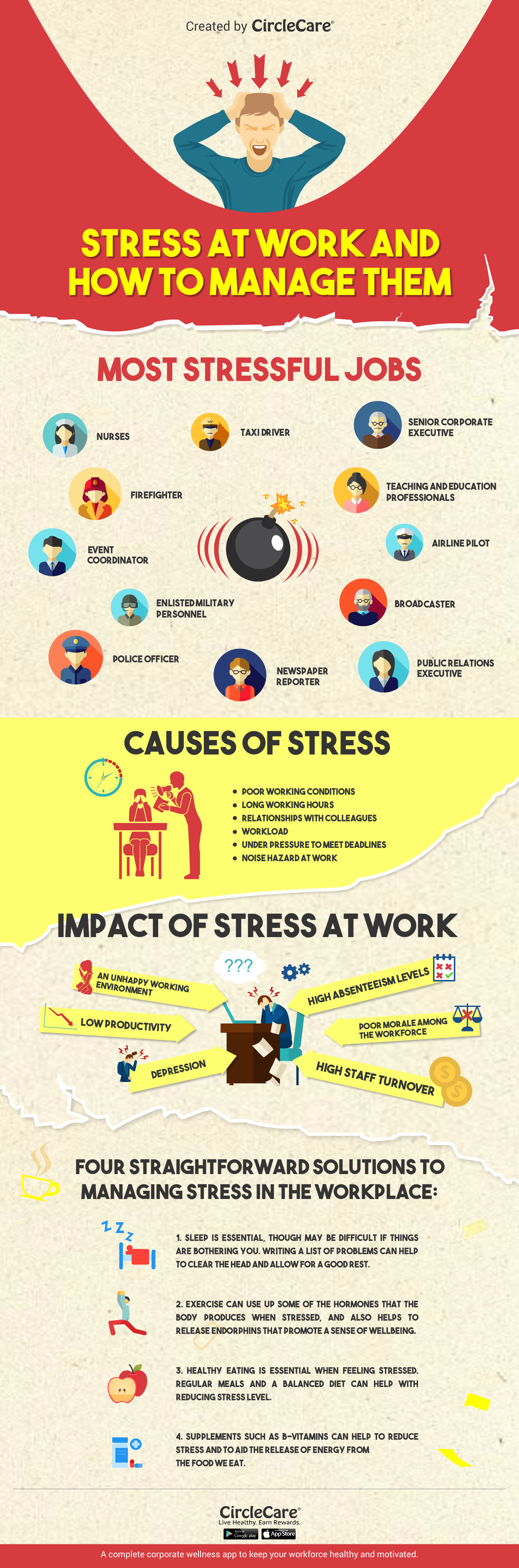 Infographic: Stress at work and how to manage them | CircleCare Infographic: Stress at work and how to manage them | CircleCare